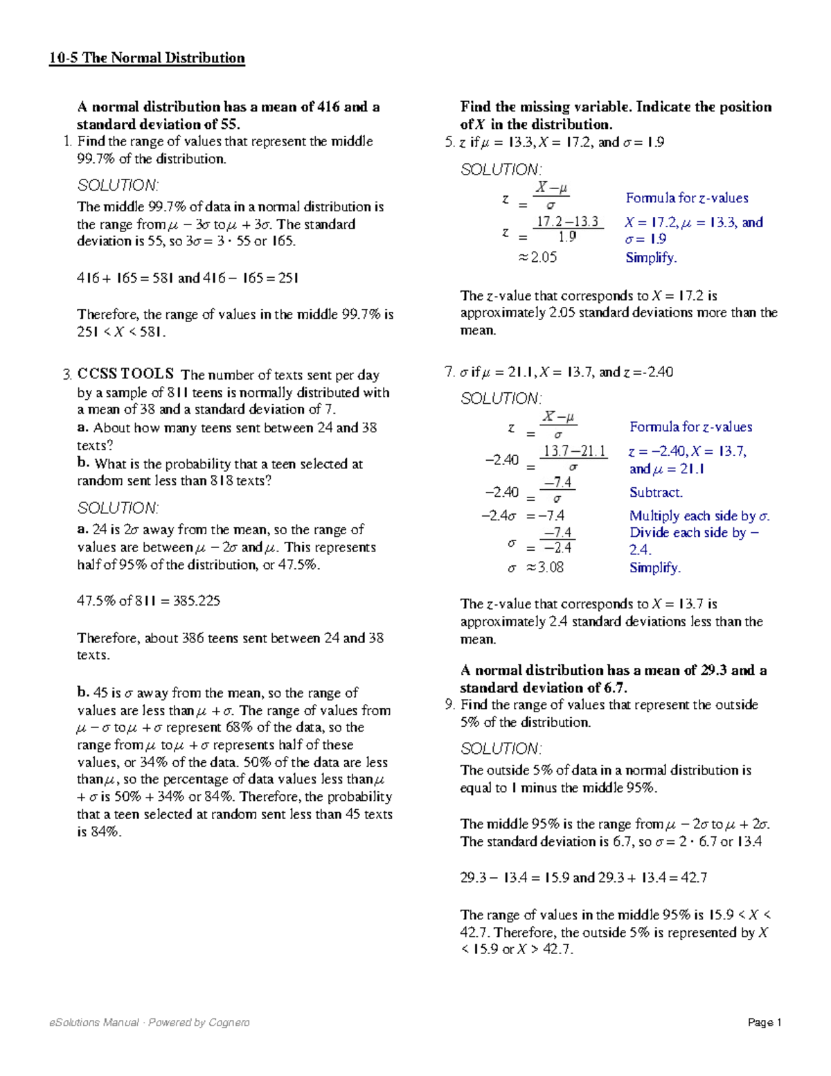10-5 Normal Distribution: Understanding Data Ranges and Probabilities ...