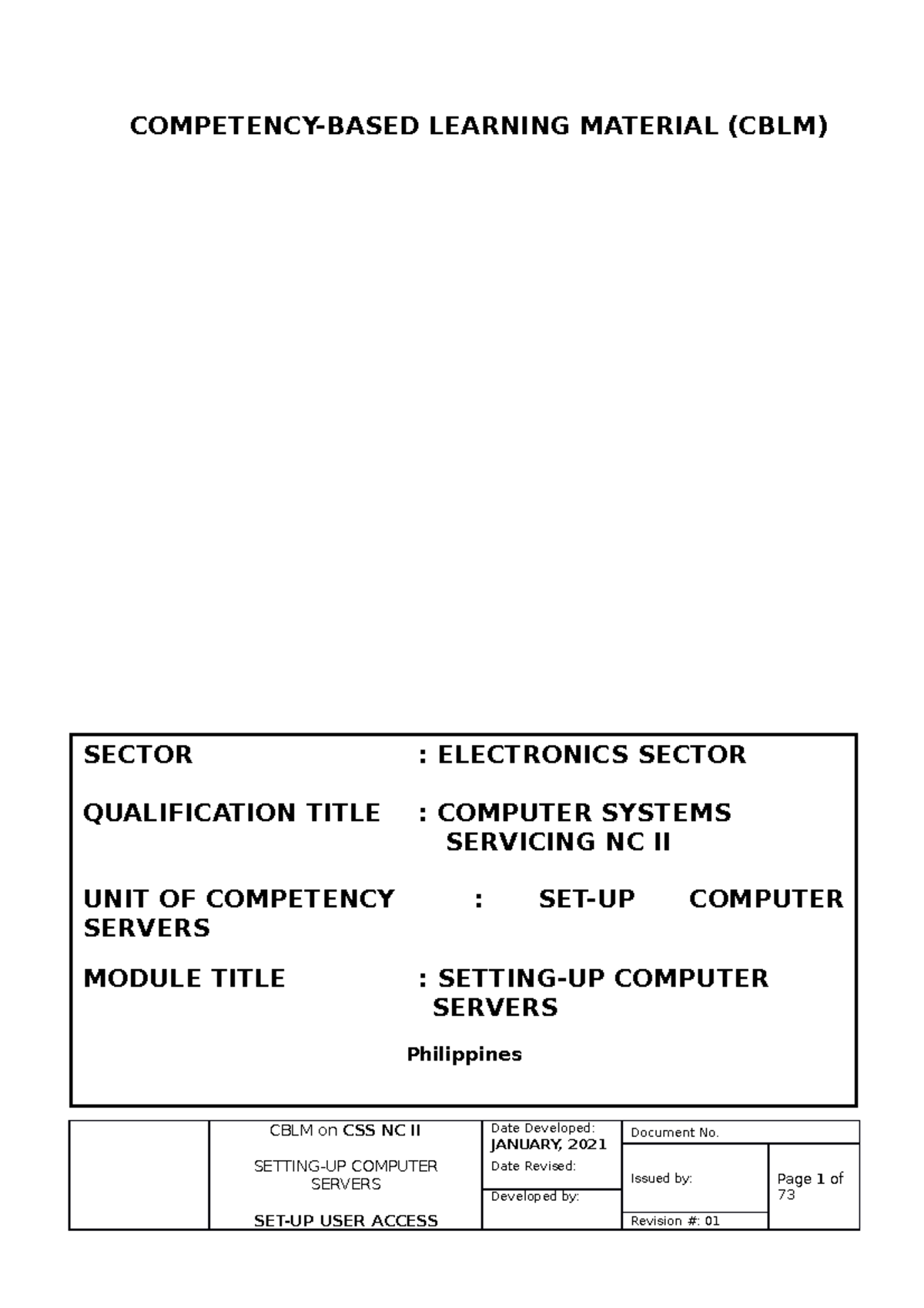 CORE-CSSnc 2 U3-LO1 - Setting Up Computer Servers - CBLM - Studocu