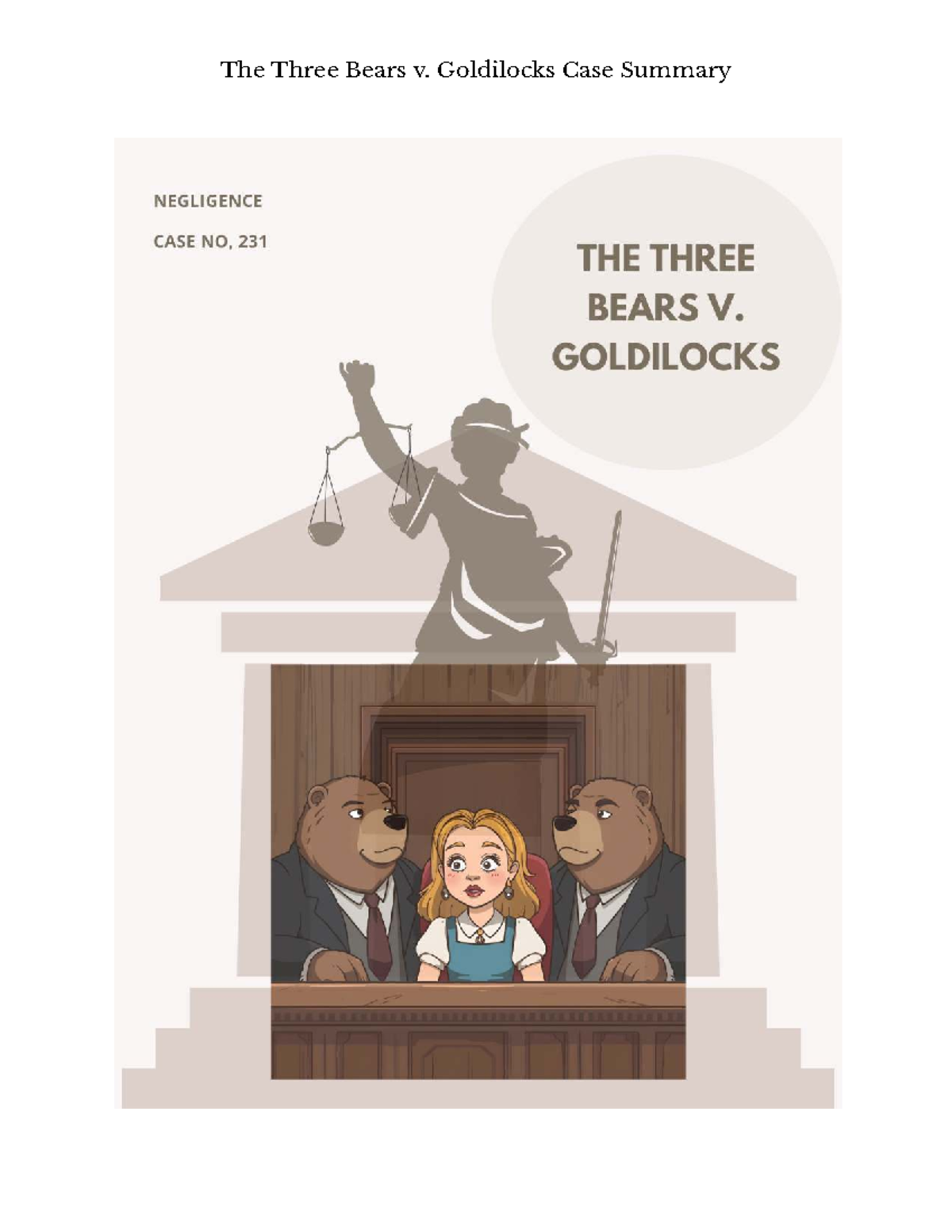 The Three Bears v. Goldilocks Case Summary Analysis - Studocu
