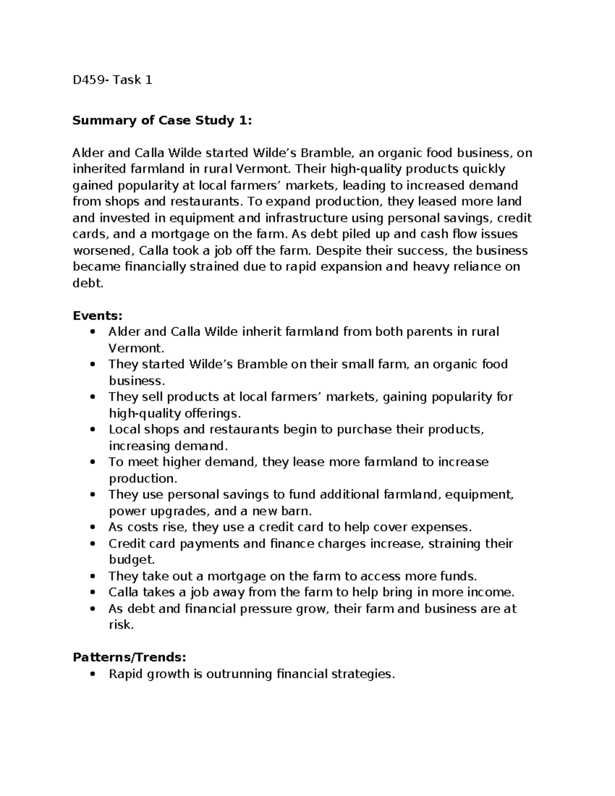 D459 Intro to Systems Thinking: Case Study 1 Summary on Bramble - Studocu