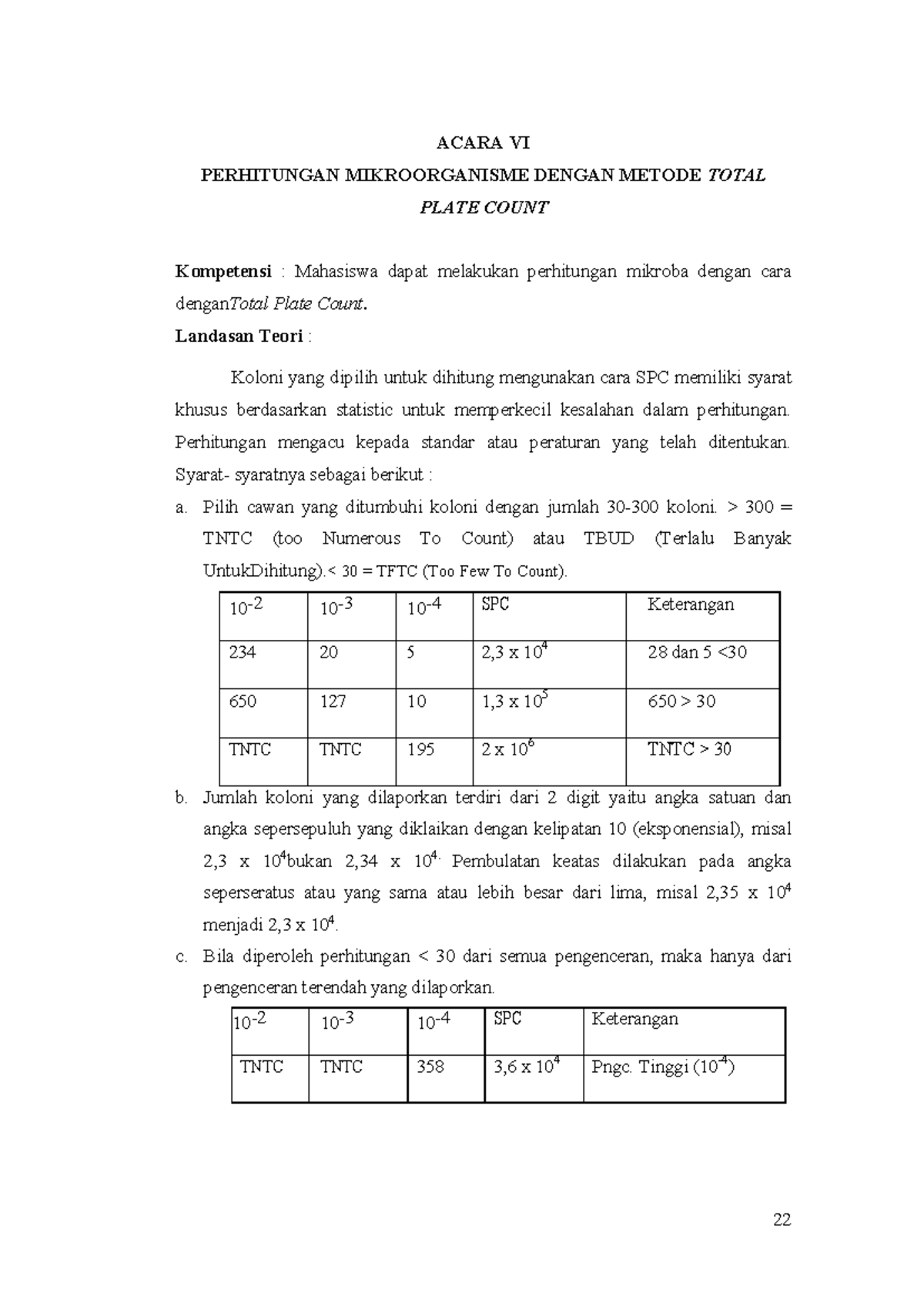 Modul Mikrobiologi Pertanian: Acara VI - Total Plate Count ...