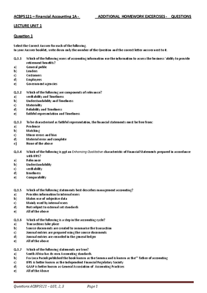 [Solved] 5 Create your own understanding of the characteristics of IFRS - Accounting 1A ...