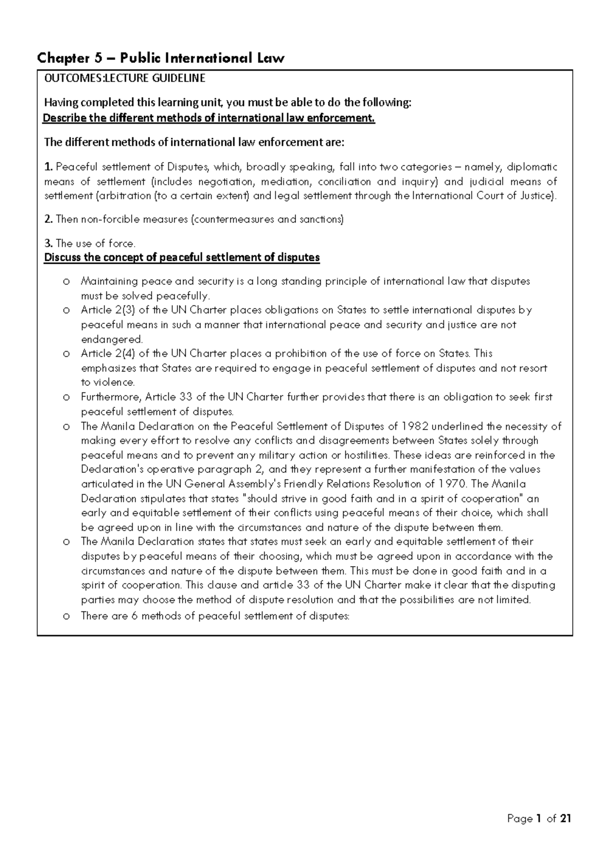 Chapter 5 - Public International Law: Peaceful Dispute Settlement ...