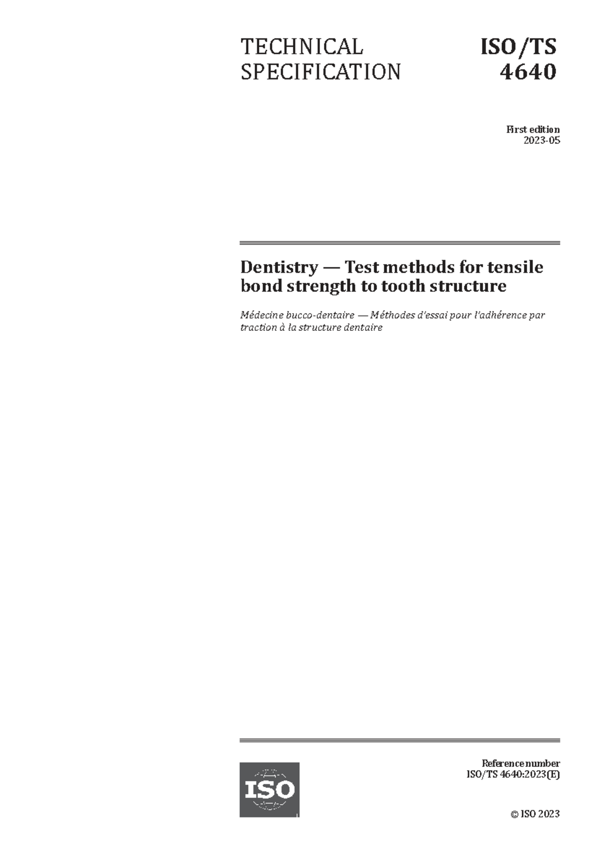 ISO 4640:2023 - Test Methods for Tensile Bond Strength in Dentistry ...