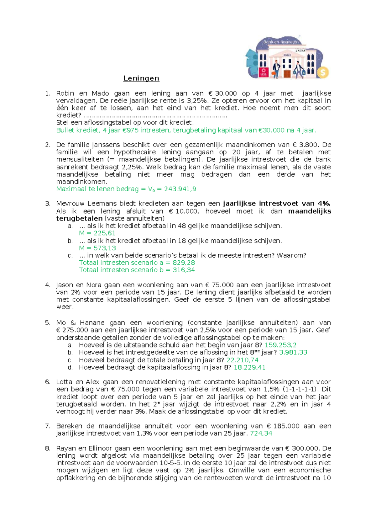 5. Leningen - Eindoplossingen Oefeningen (Fin. Math.) - Studocu