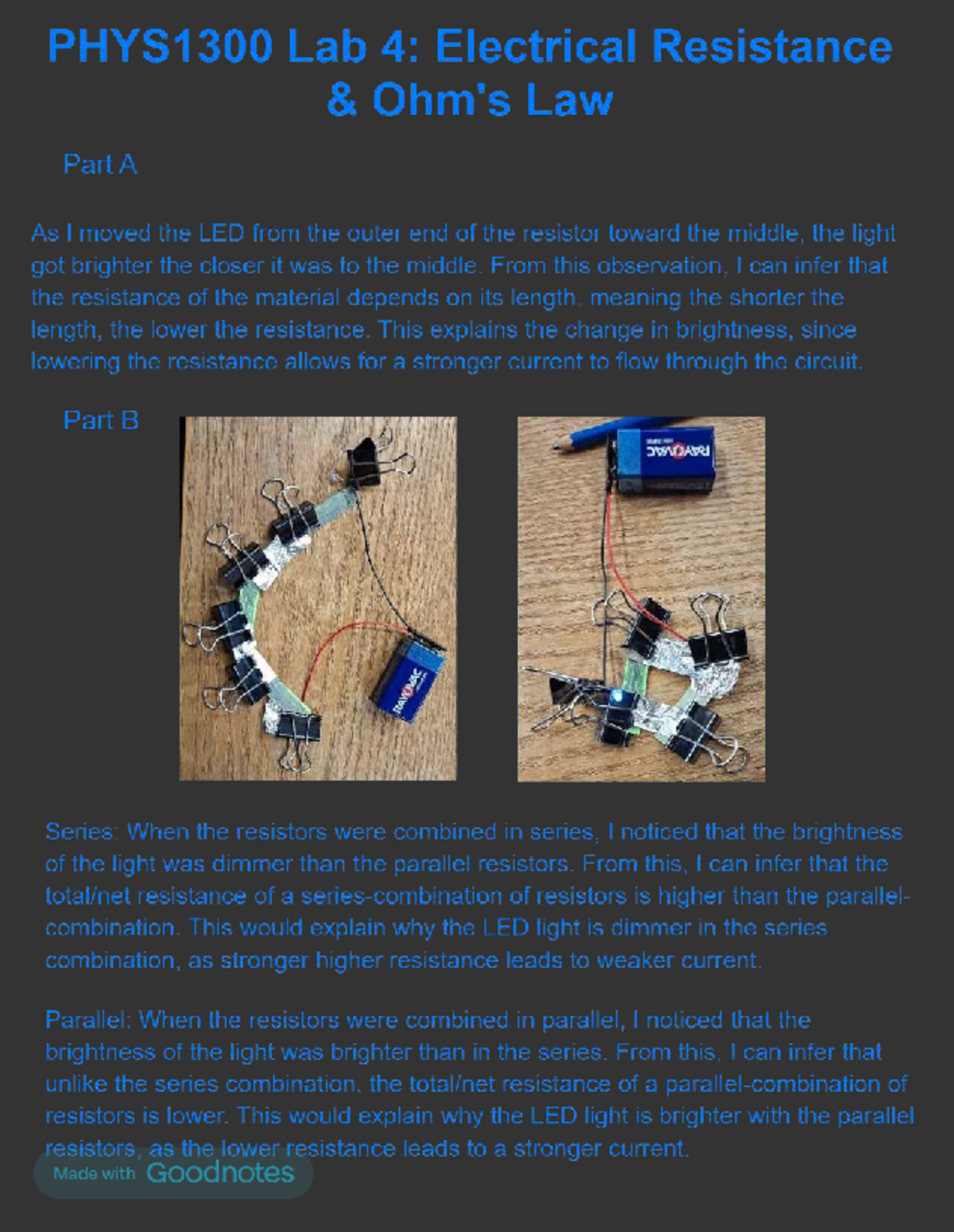PHYS1300 Lab 4: Exploring Electrical Resistance in Circuits - Studocu