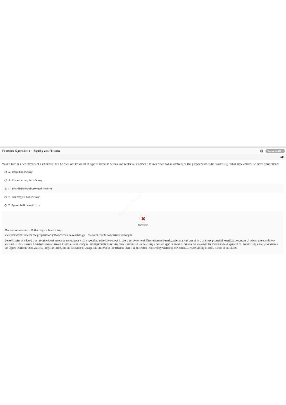 Practice Questions for Equity and Trusts (QLTS) - Studocu