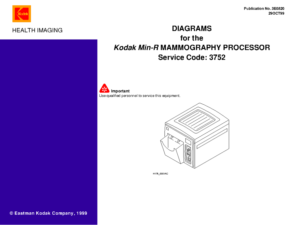 Kodak Min-R Mammography Processor Diagrams & Service Info 3752 - Studocu