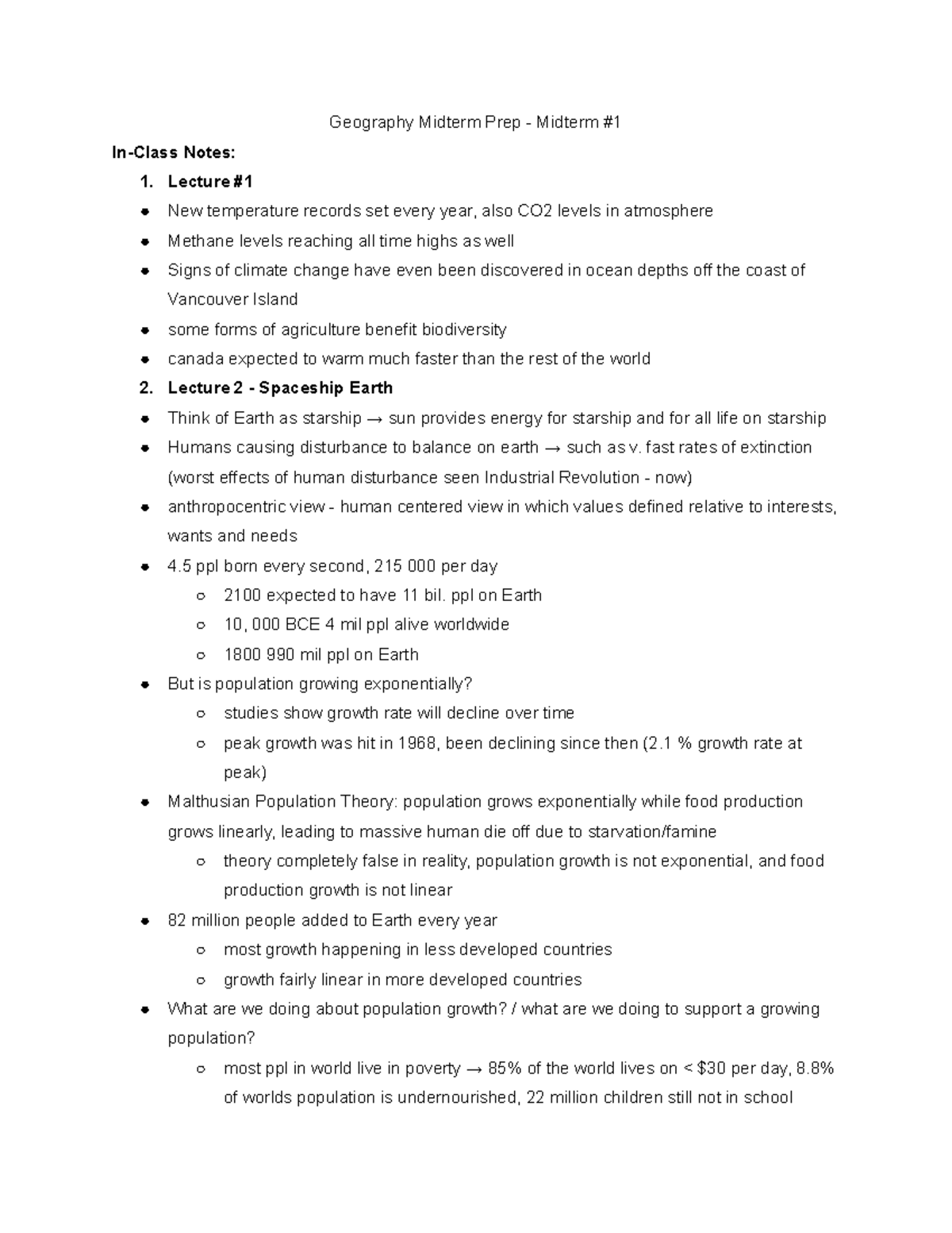 Geography 101A Midterm Notes - Lectures 1-5 Summary - Studocu