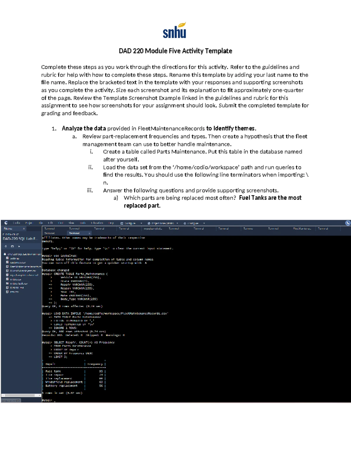 DAD 220 Module Two Lab: Creating and Managing Database Tables - Studocu