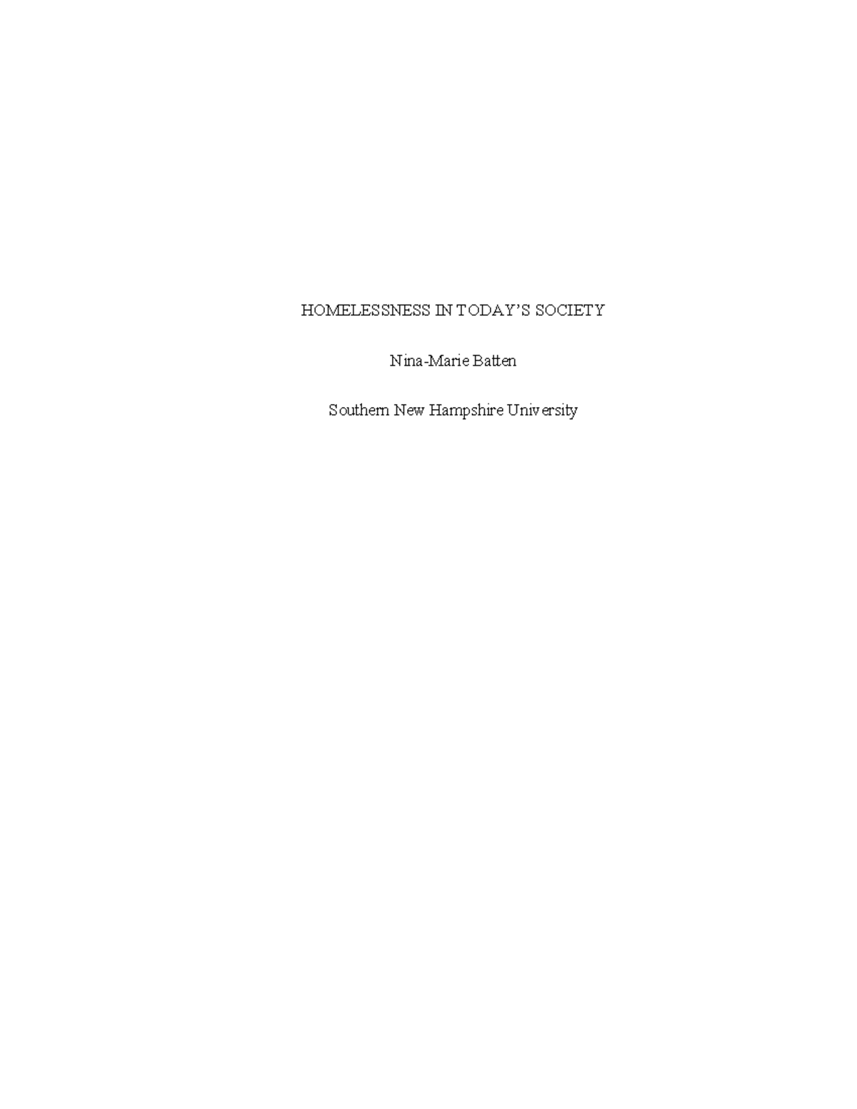 Applied Social Science Project 1: Understanding Homelessness in Society ...