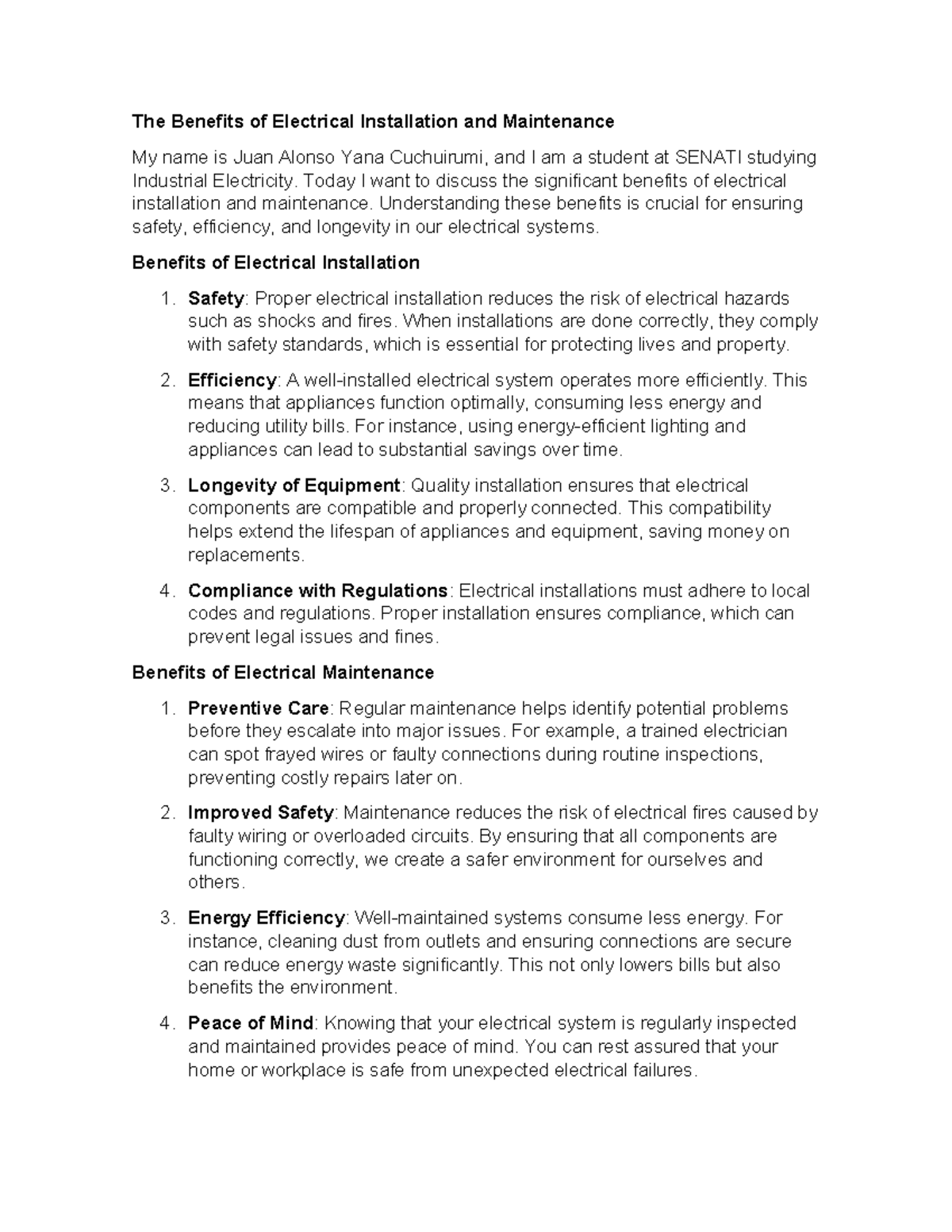 Benefits of Electrical Installation & Maintenance - IND 101 Deliverable ...