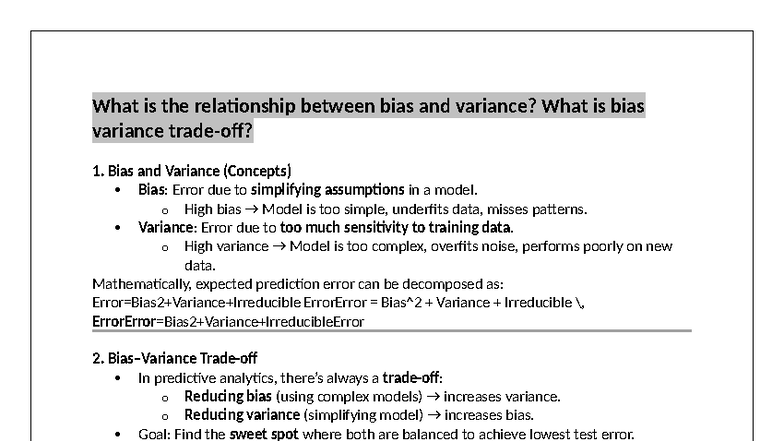 Predictive Analytics (Course Code: PA101) - Key Concepts and Insights ...