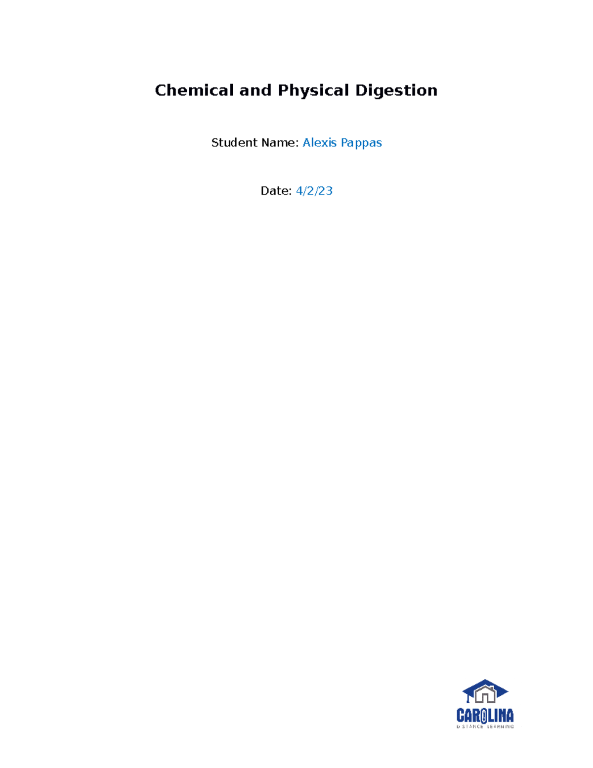 Lab 8: Bio 106 Chemical & Physical Digestion Analysis Report - Studocu