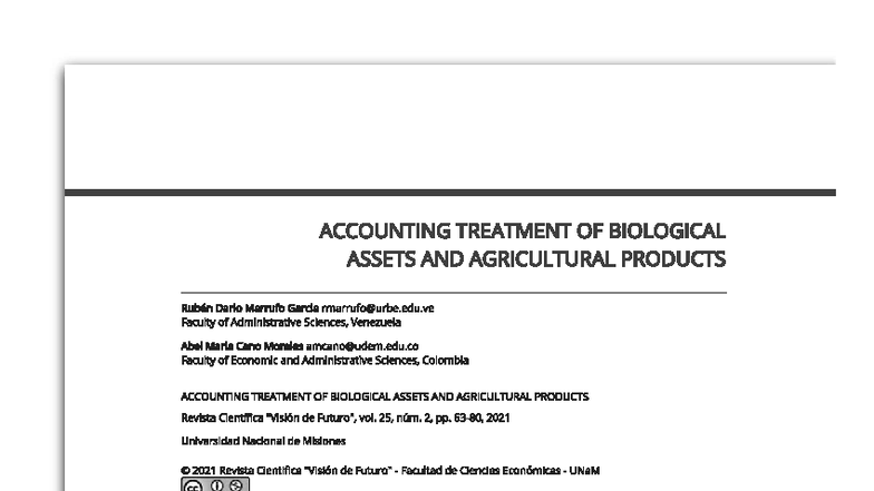 ACCOUNTING TREATMENT OF BIOLOGICAL ASSETS (ACCT 101) - Studocu