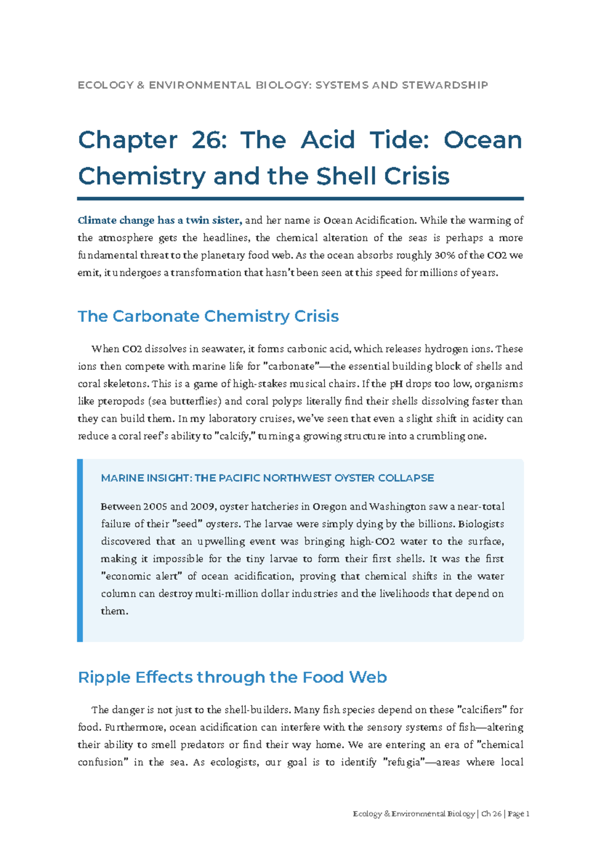 ECOLOGY ENVIRONMENTAL BIOLOGY: Ch 26 - Ocean Acidification & Shell ...