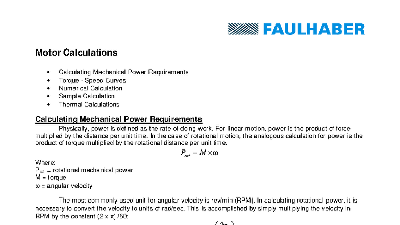 DC Motor Calculations: Power, Torque, and Thermal Analysis - Studocu