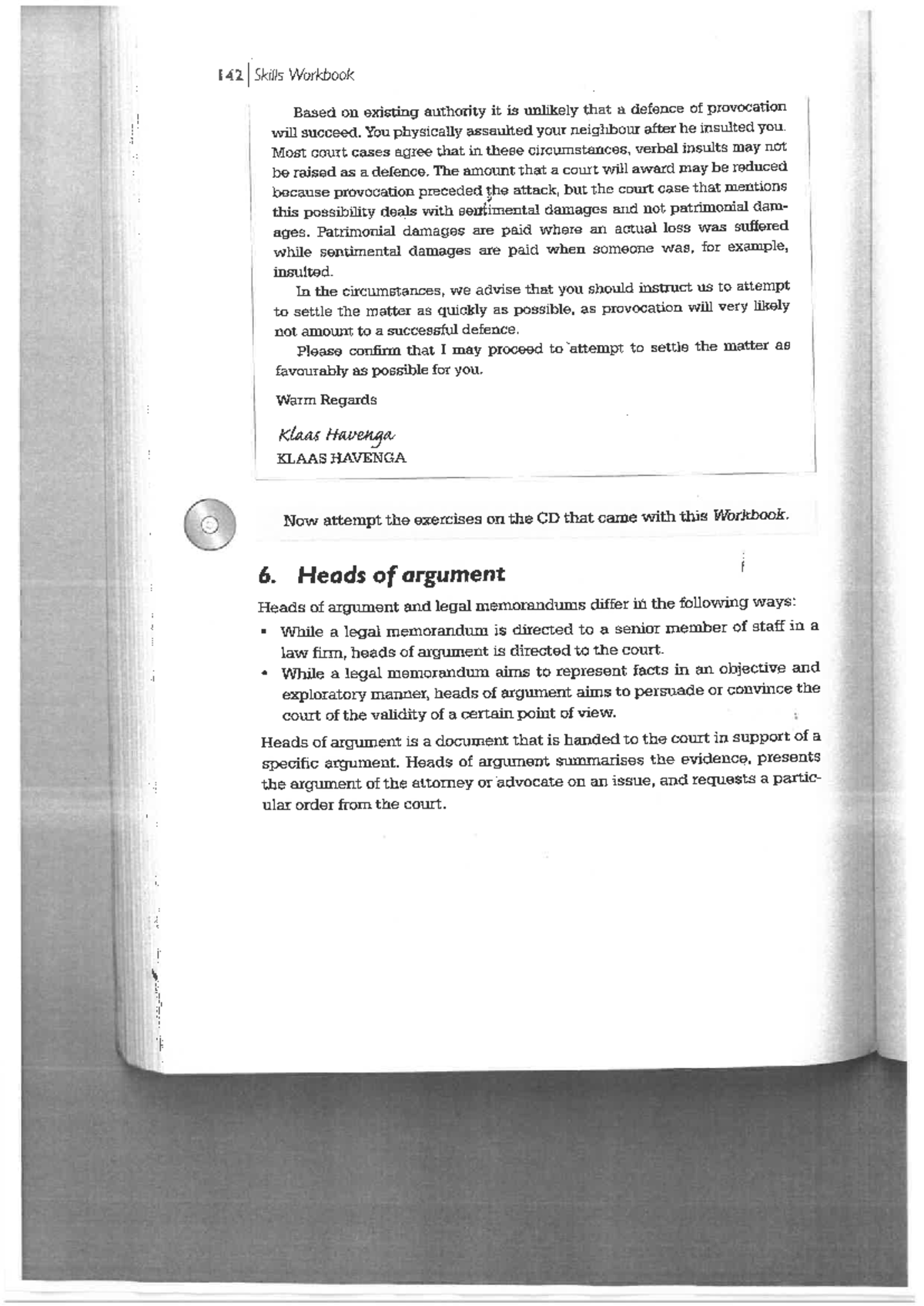 142 Heads of Argument Skills Workbook: Understanding Provocation in Law ...