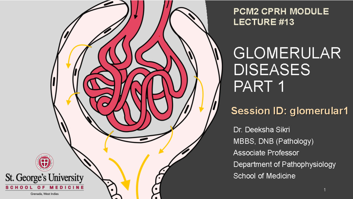 PCM2 CPRH LECTURE 13: Glomerular Diseases Part 1 Overview - Studocu