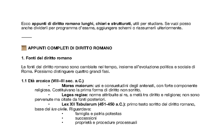 Ecco appunti di diritto romano lunghi, chiari e strutturati, utili ...