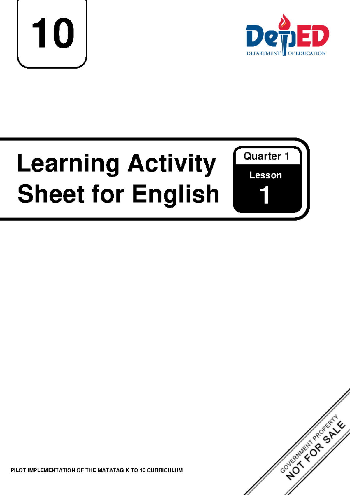 883449534 Q1 Learning Activity Sheet: English 10 Lesson 1 (Week 1 ...