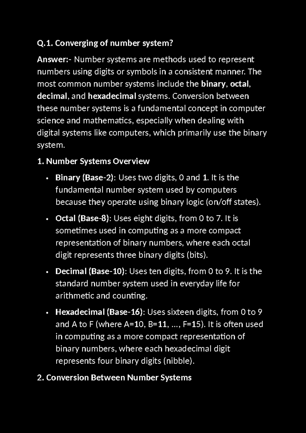 FCIT Notes: Understanding Number Systems and Their Conversions - Studocu