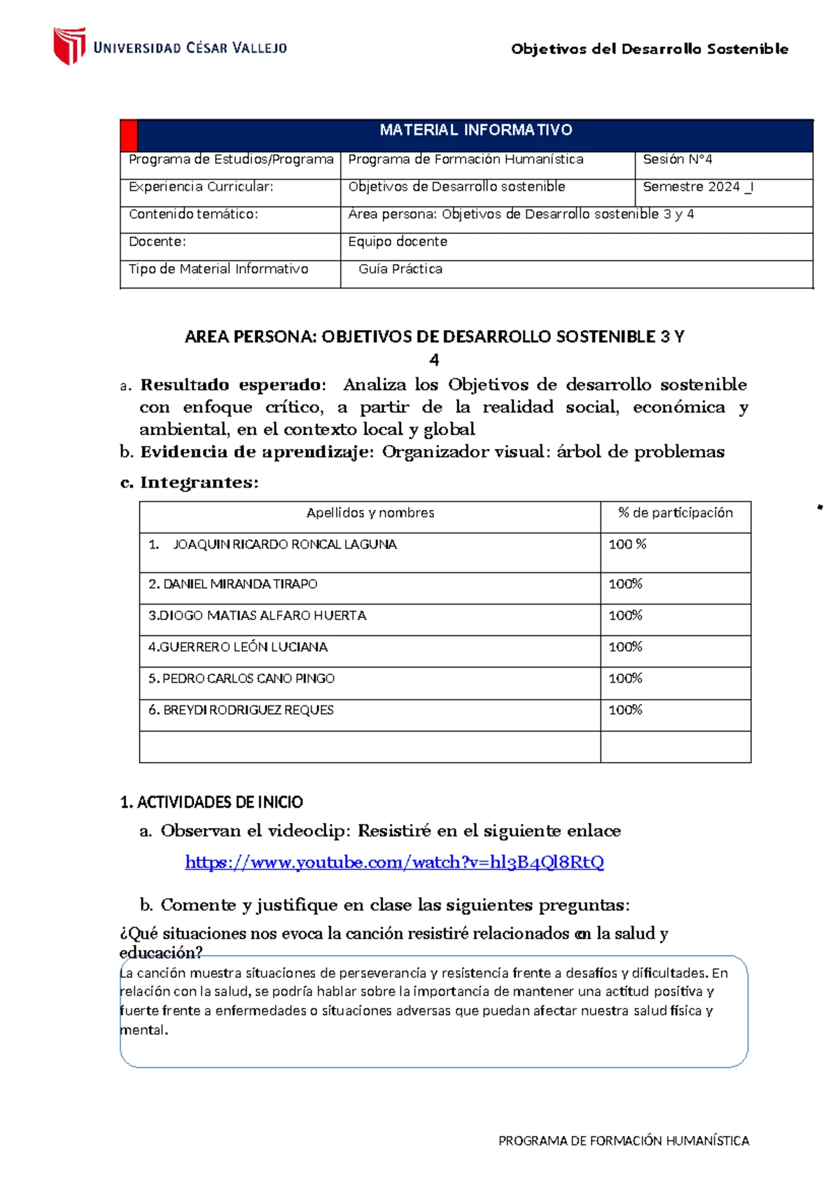 Guía Práctica N° 02: ODS y Agenda 2030 - Semestre 2024_I - Studocu