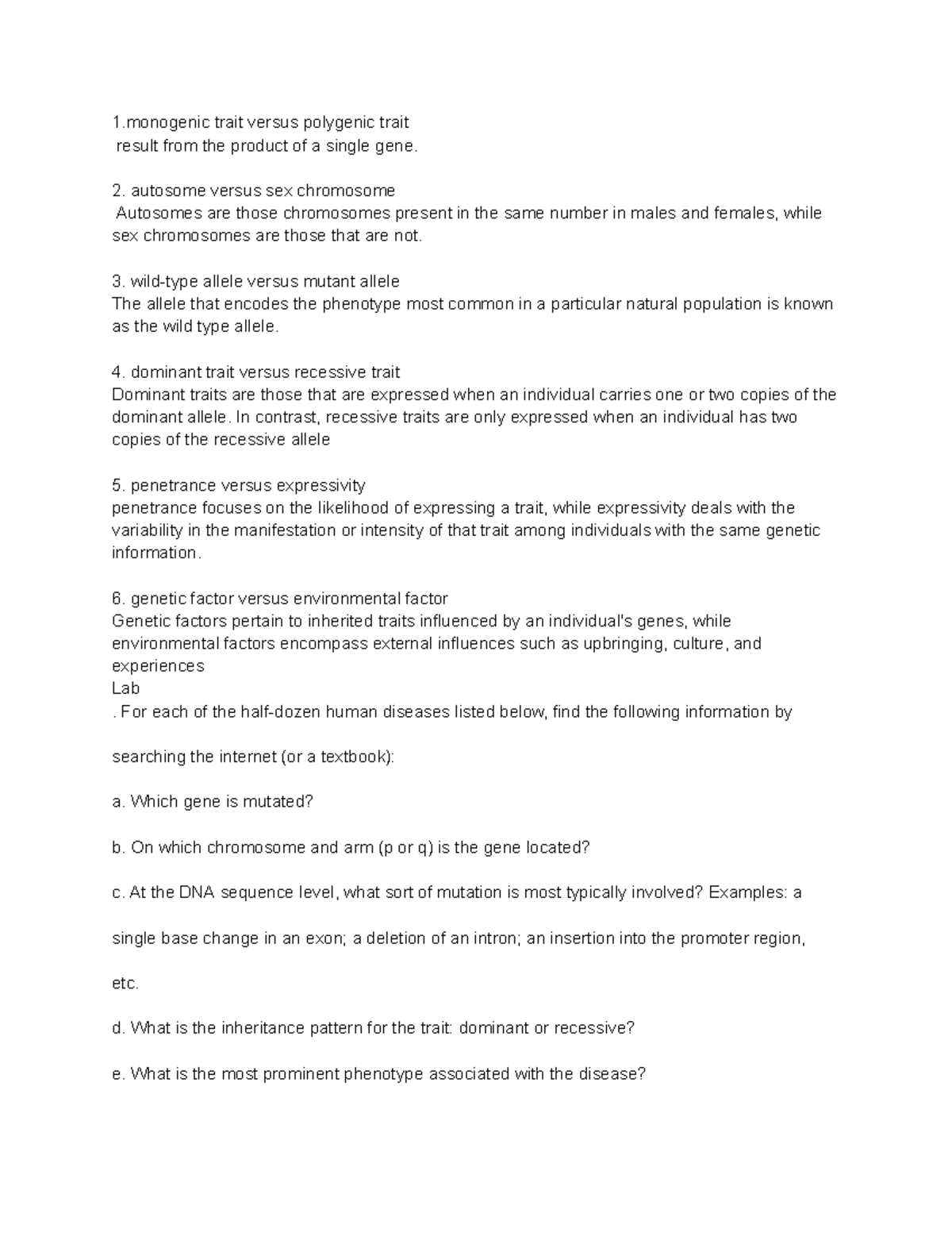 BIOL-101 Project 1: Monogenic vs Polygenic Traits Analysis - Studocu