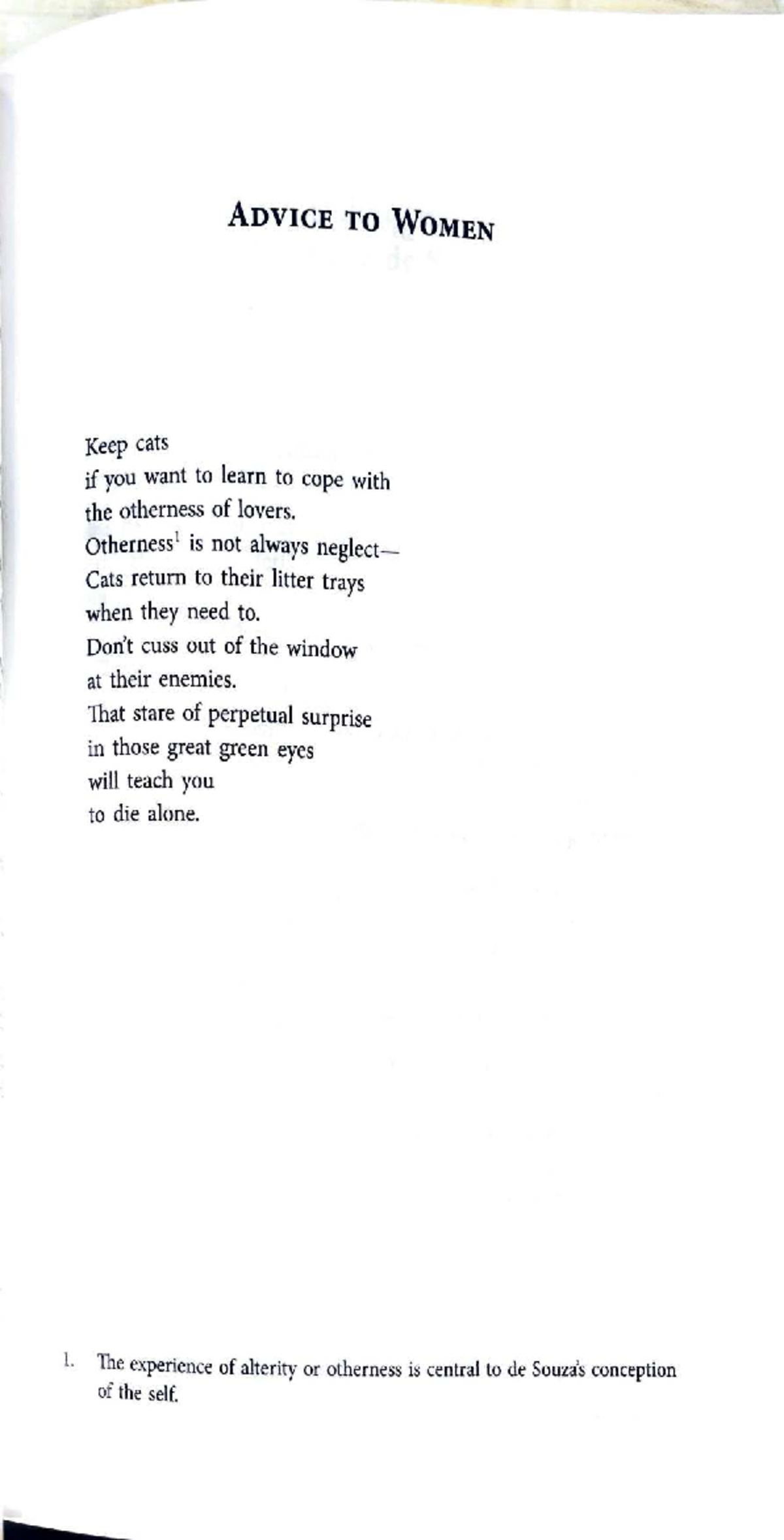 Eunice De Souza - Poems: Embracing Otherness in Love - Studocu