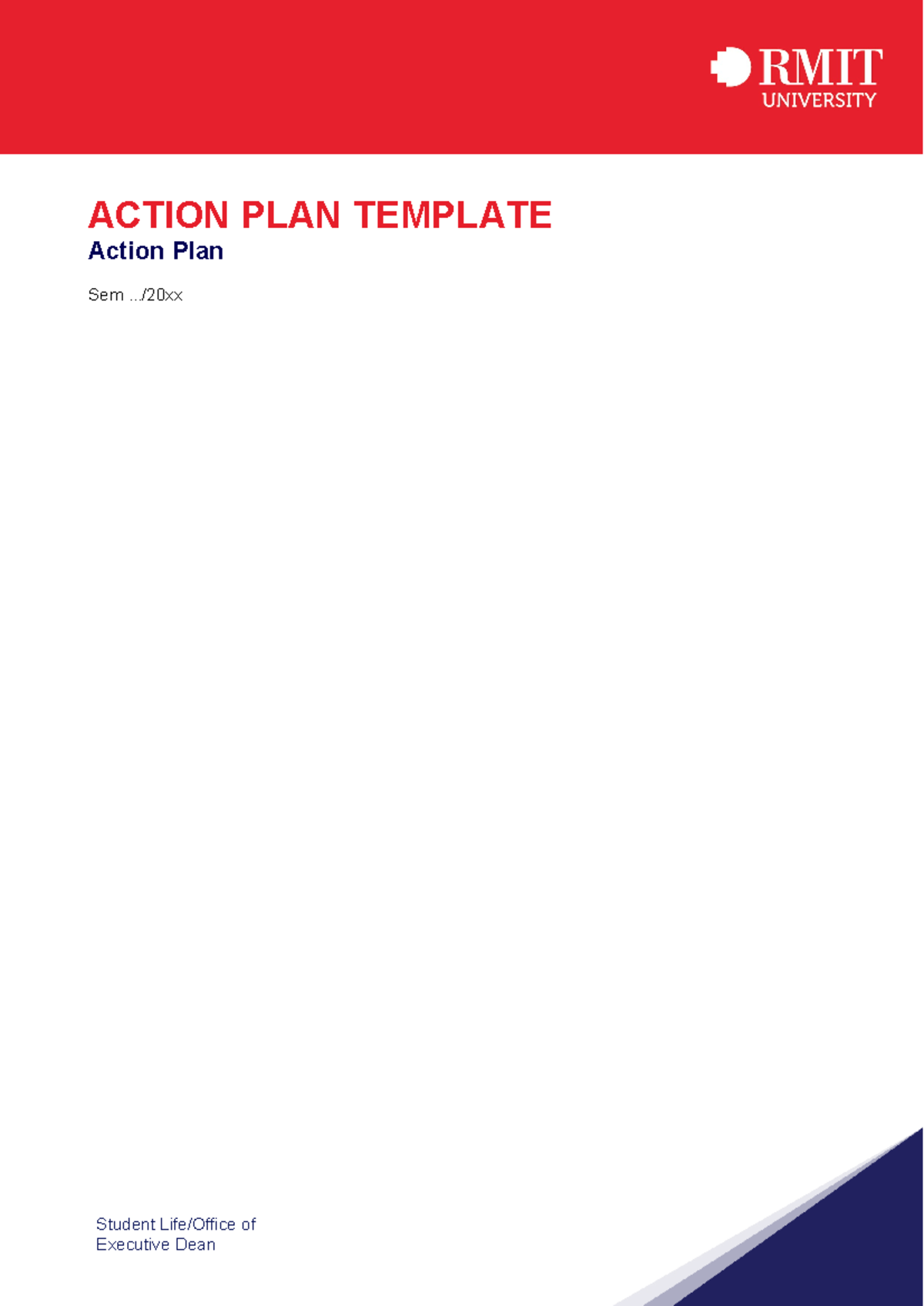 RMIT Action Plan Template for Student Life - Sem .../20xx - Studocu
