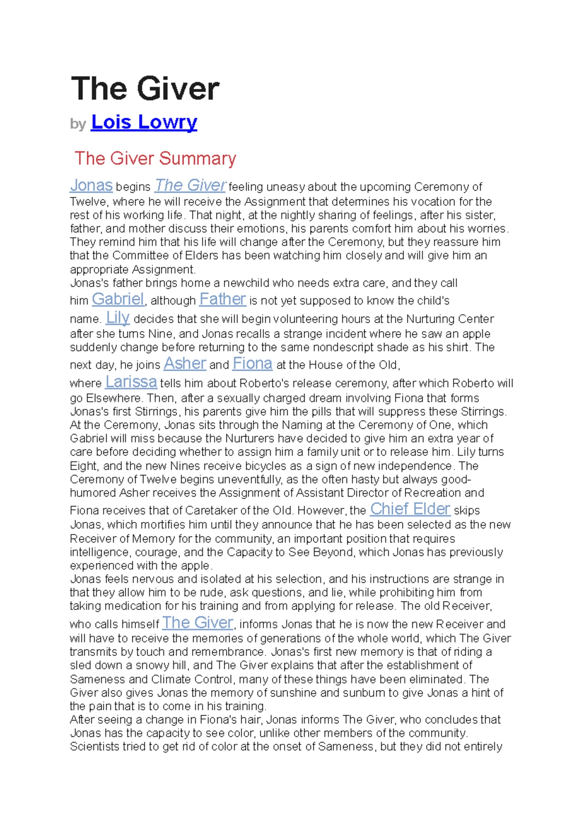 Giver Study Guide Answers - ANSWER KEY: SHORT ANSWER STUDY QUESTIONS ...