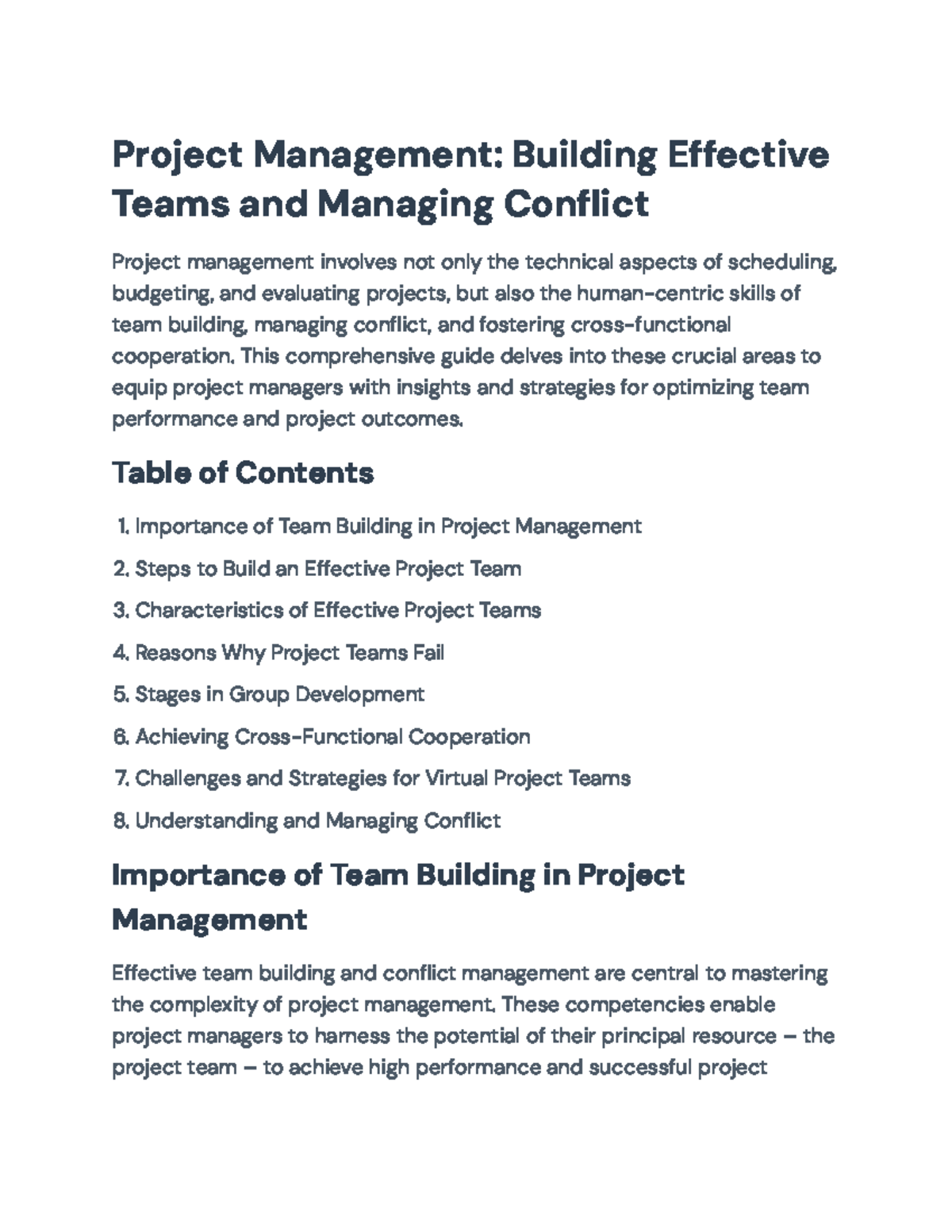 Project Management (PM500): Strategies for Team Building & Conflict ...