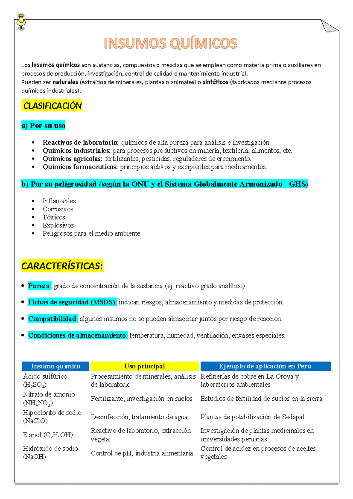 Insumos Químicos: Clasificación, Características y Normativa en Perú ...