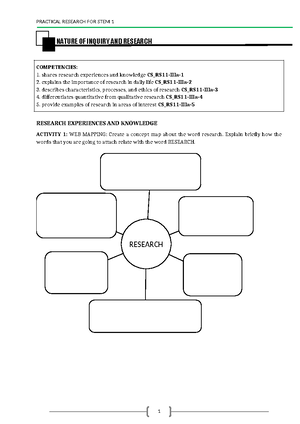 Learning Activity Sheet (PR1 1) - Practical Research 1 Competency ...