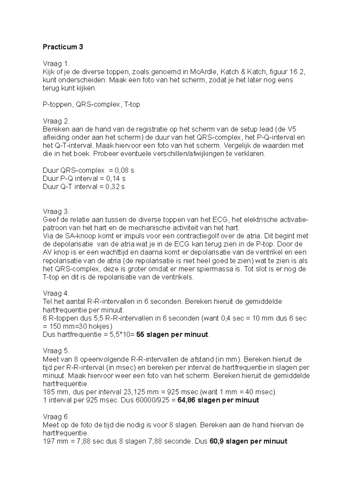 Practicum 3 UITWERKINGEN ECG: Analyse Hartfrequentie en Toppen ...