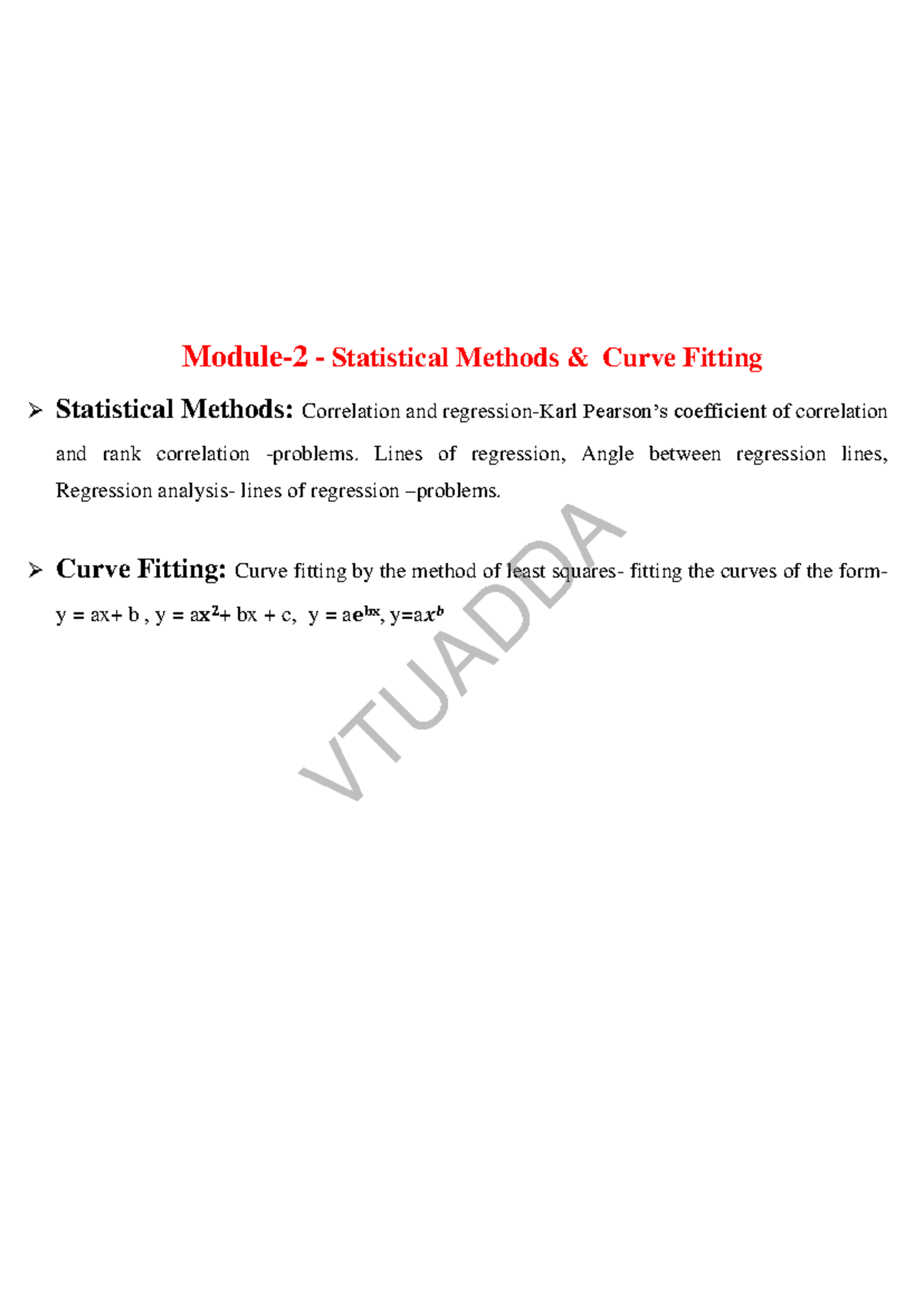 Bmate 301 Module 2 - Statistical Methods: Curve Fitting & Correlation - Studocu