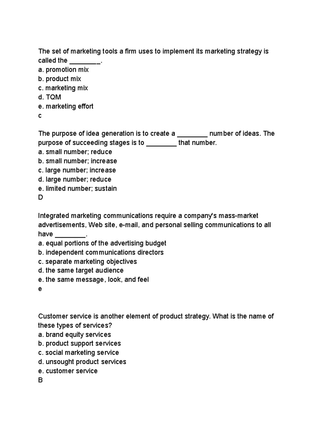 Final Exam Study Guide: Marketing Mix & Strategies (MKT 101) - Studocu