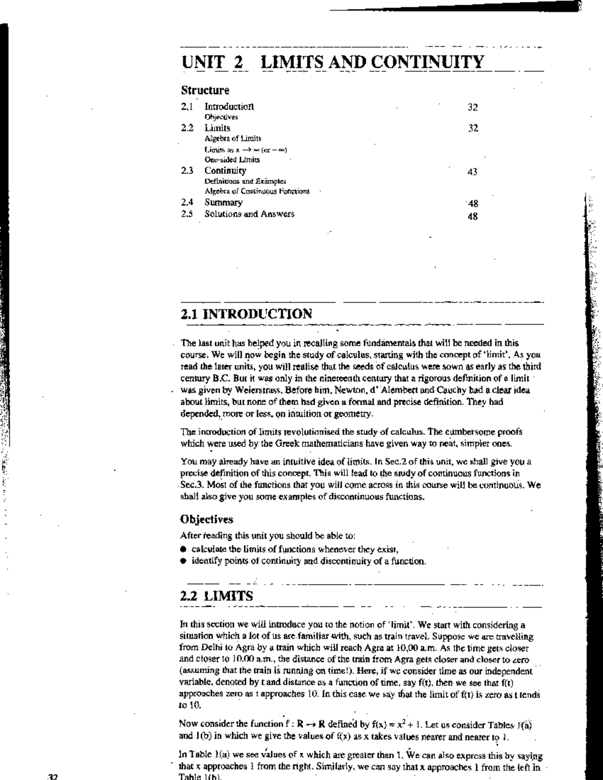 Unit 2 - Limits and Continuity Lecture Notes for Calculus - Studocu