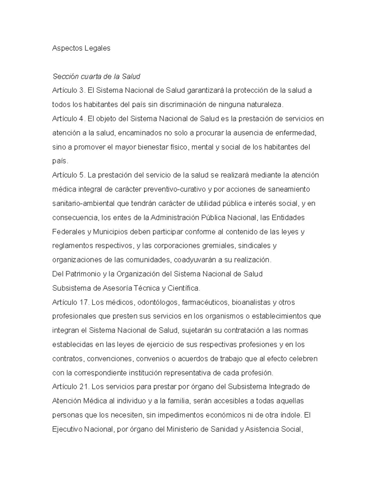 Aspectos Legales PAC - programa de atención comunitaria - Aspectos Legales Sección cuarta de la ...