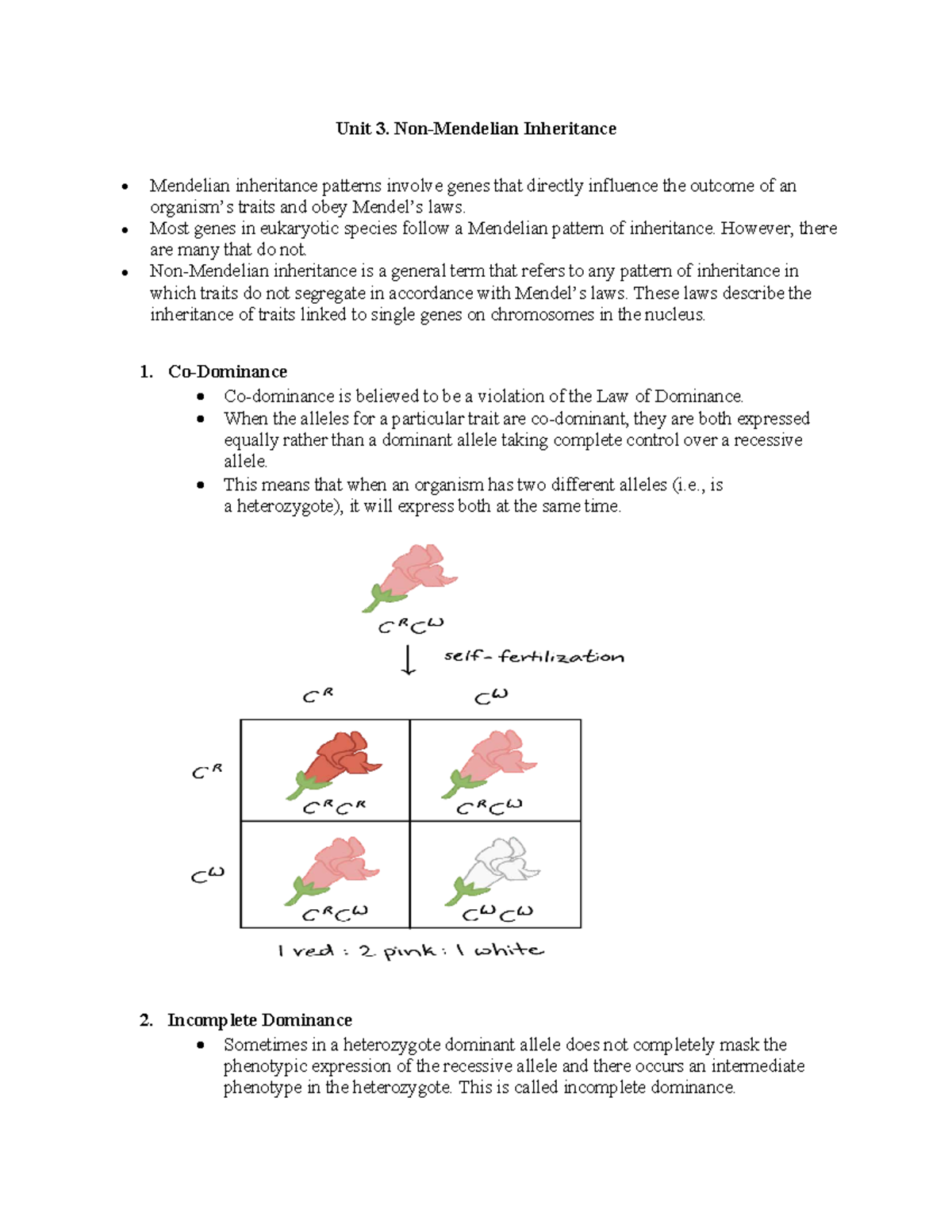 Unit 3: Non-Mendelian Inheritance Patterns and Their Implications - Studocu