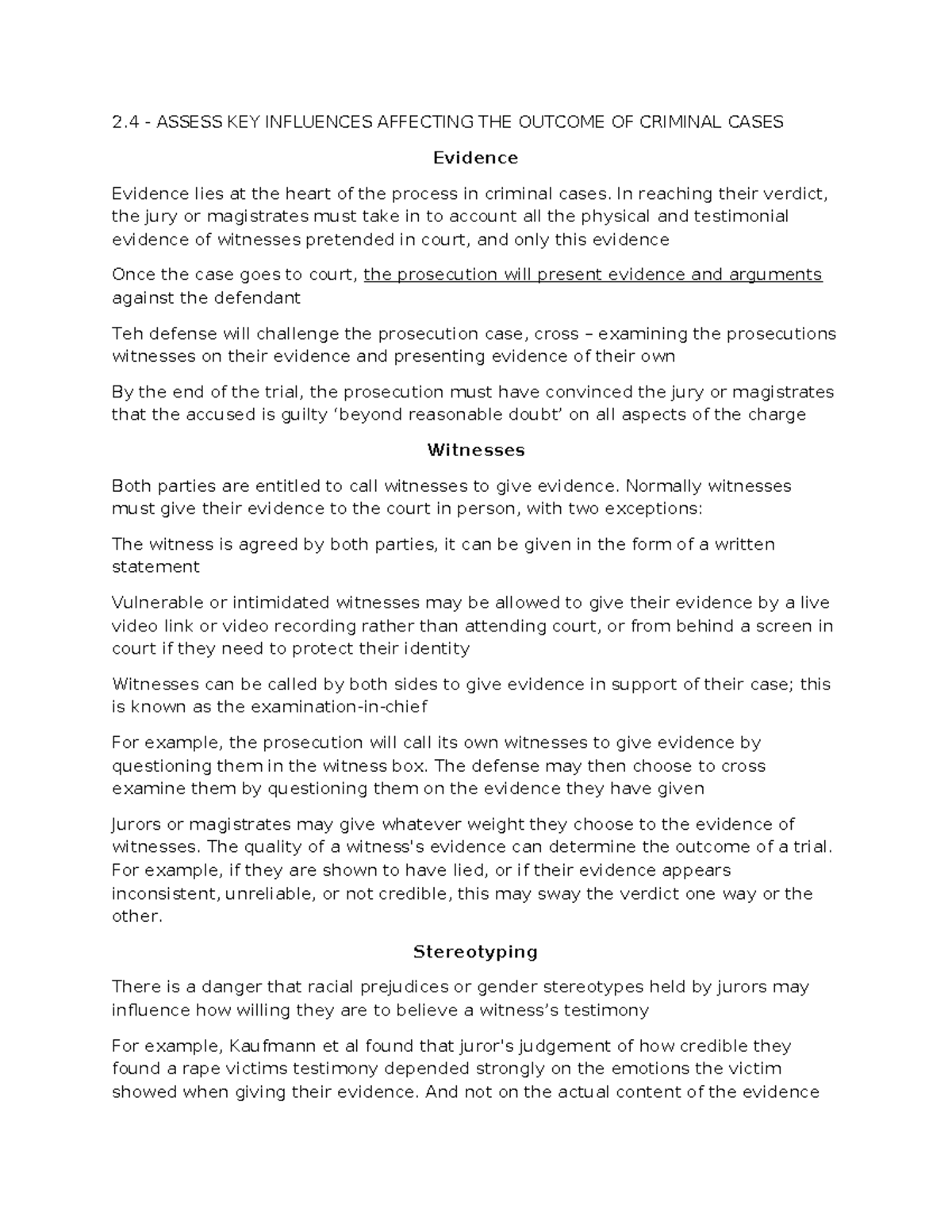 2.4 - Key Influences on Criminal Case Outcomes: Evidence, Witnesses ...