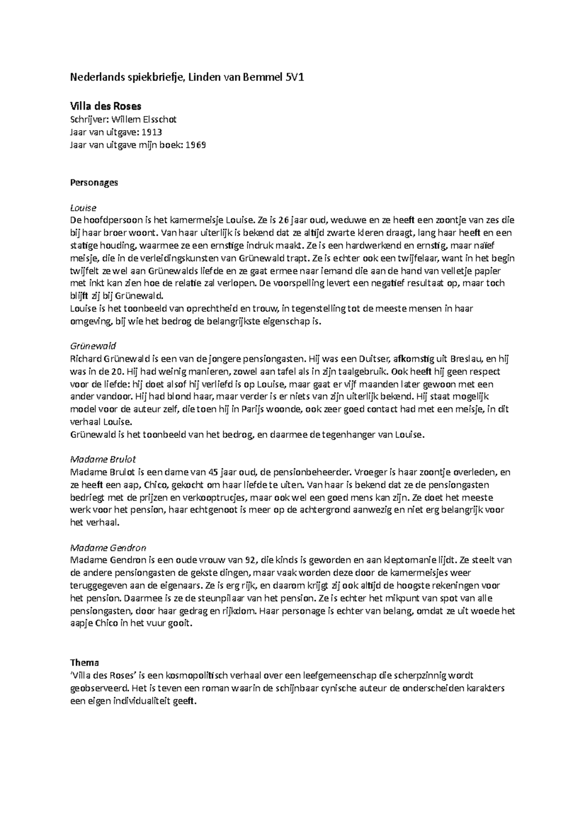 Villa des Roses nl boek blok 3 - Nederlands spiekbriefje, Linden van ...