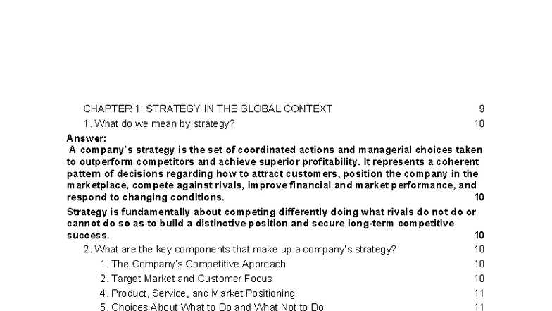 CHAPTER 1: STRATEGY IN THE GLOBAL CONTEXT - KEY CONCEPTS AND COMPONENTS ...