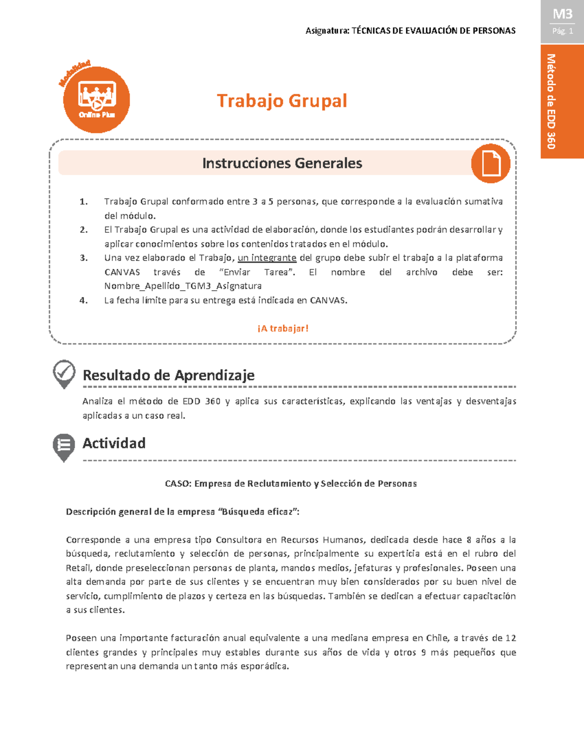 M3 - Trabajo Grupal: Técnicas de Evaluación de Personas - Studocu