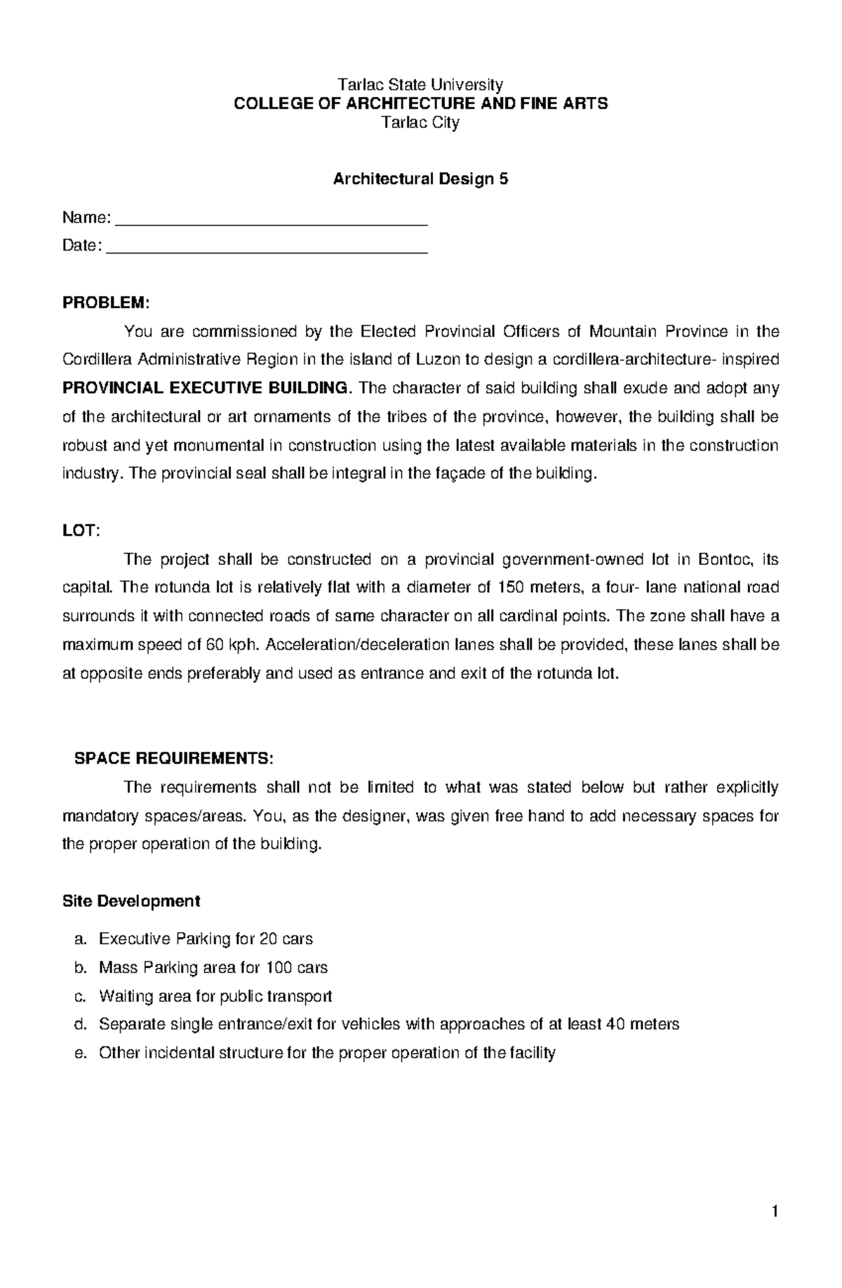 Design 5 - Provincial Executive Building for Mountain Province - Studocu