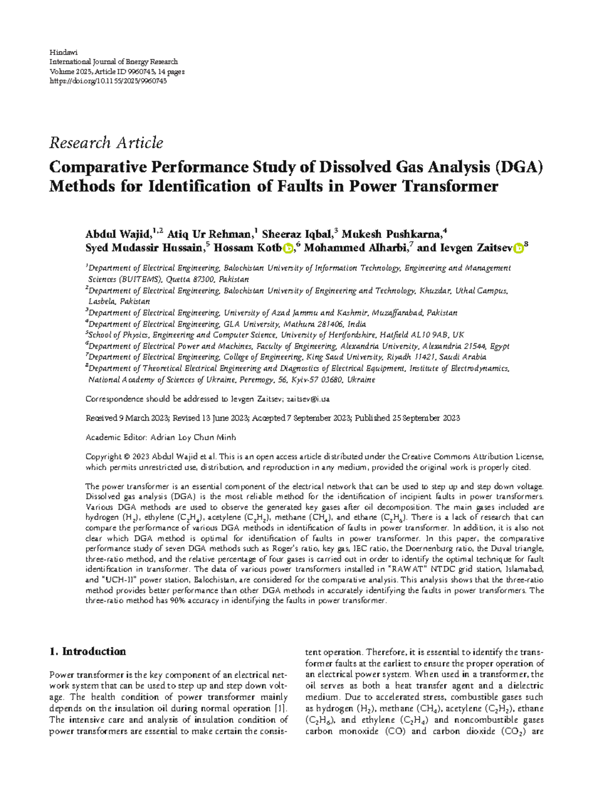 Comparative Study of DGA Methods for Power Transformer Faults - Studocu