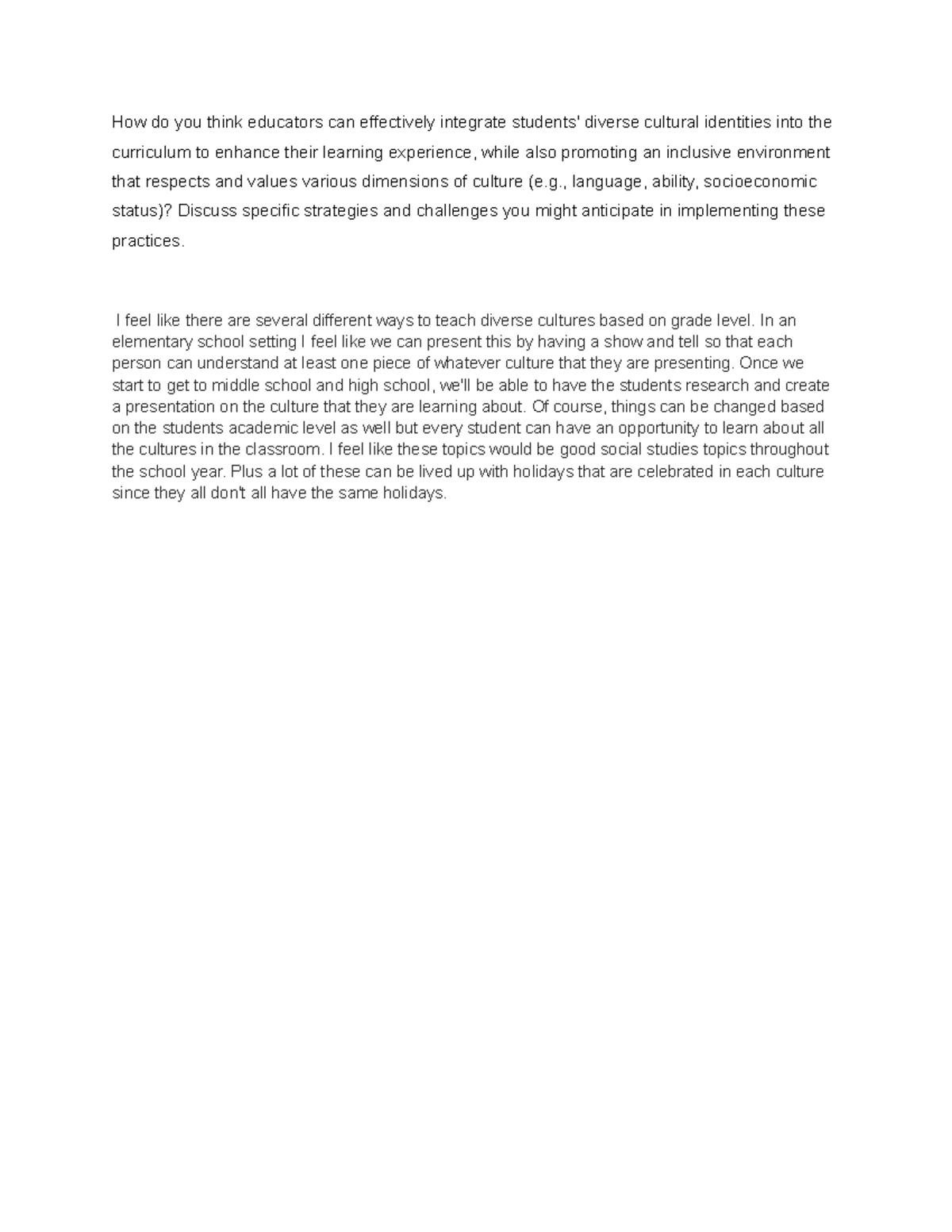 EDU-330 T3 DQ1 - EDU-330 T3 DQ1 - How do you think educators can ...
