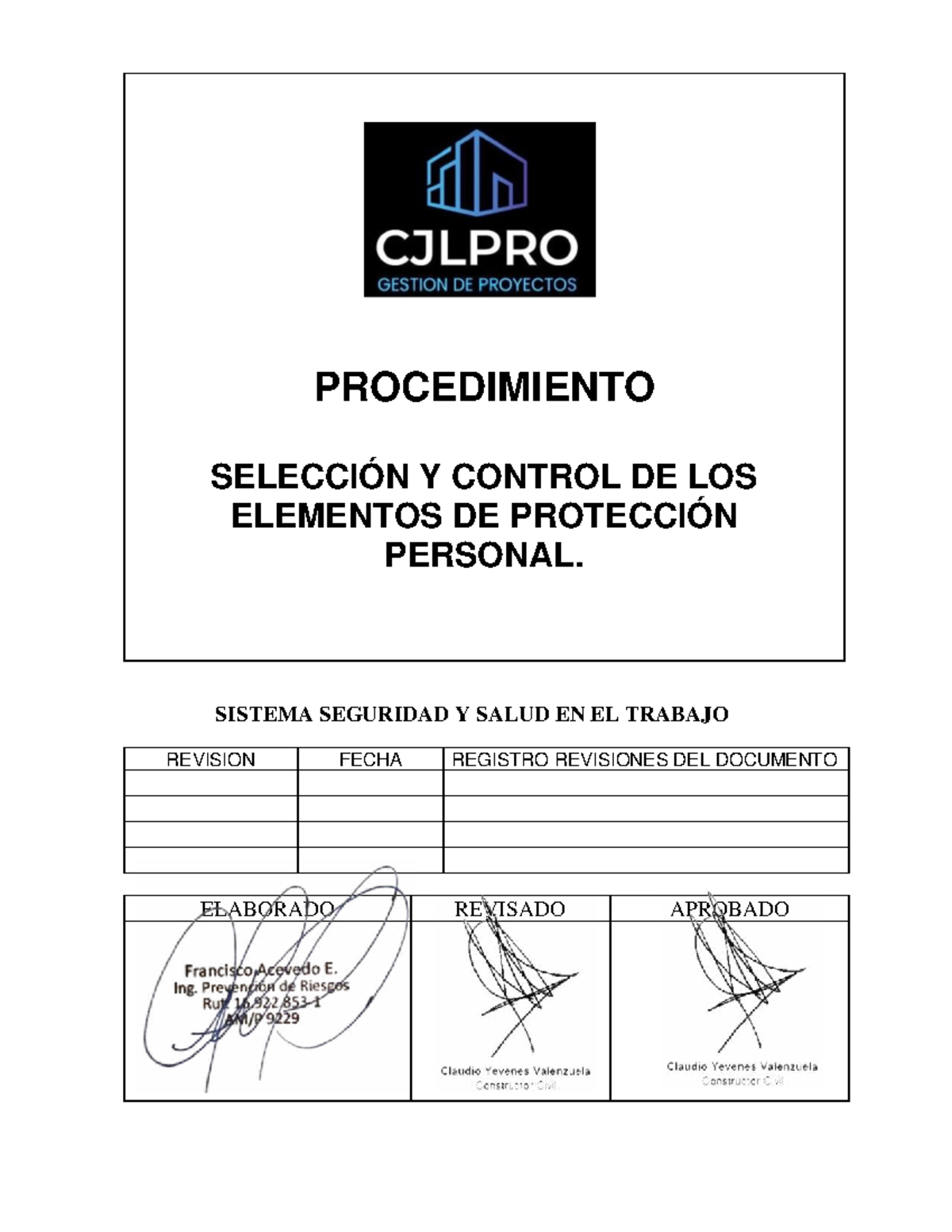 Cjlpro - Procedimiento de Selección y Control de EPP en Seguridad Laboral - Studocu