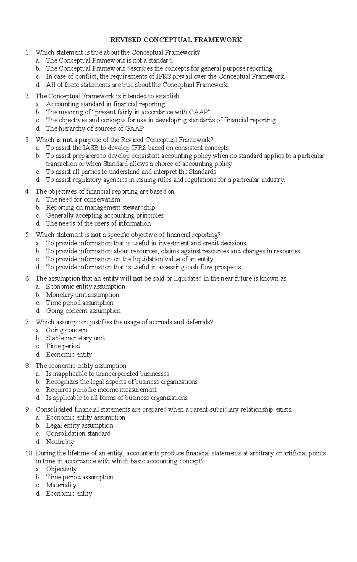 Week 1 FAR: Revised Conceptual Framework Study Guide - Studocu