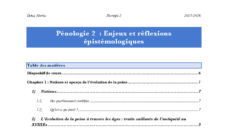 Pénologie 2 - Notes de Cours et Dias en Master 2 Criminologie - Studocu